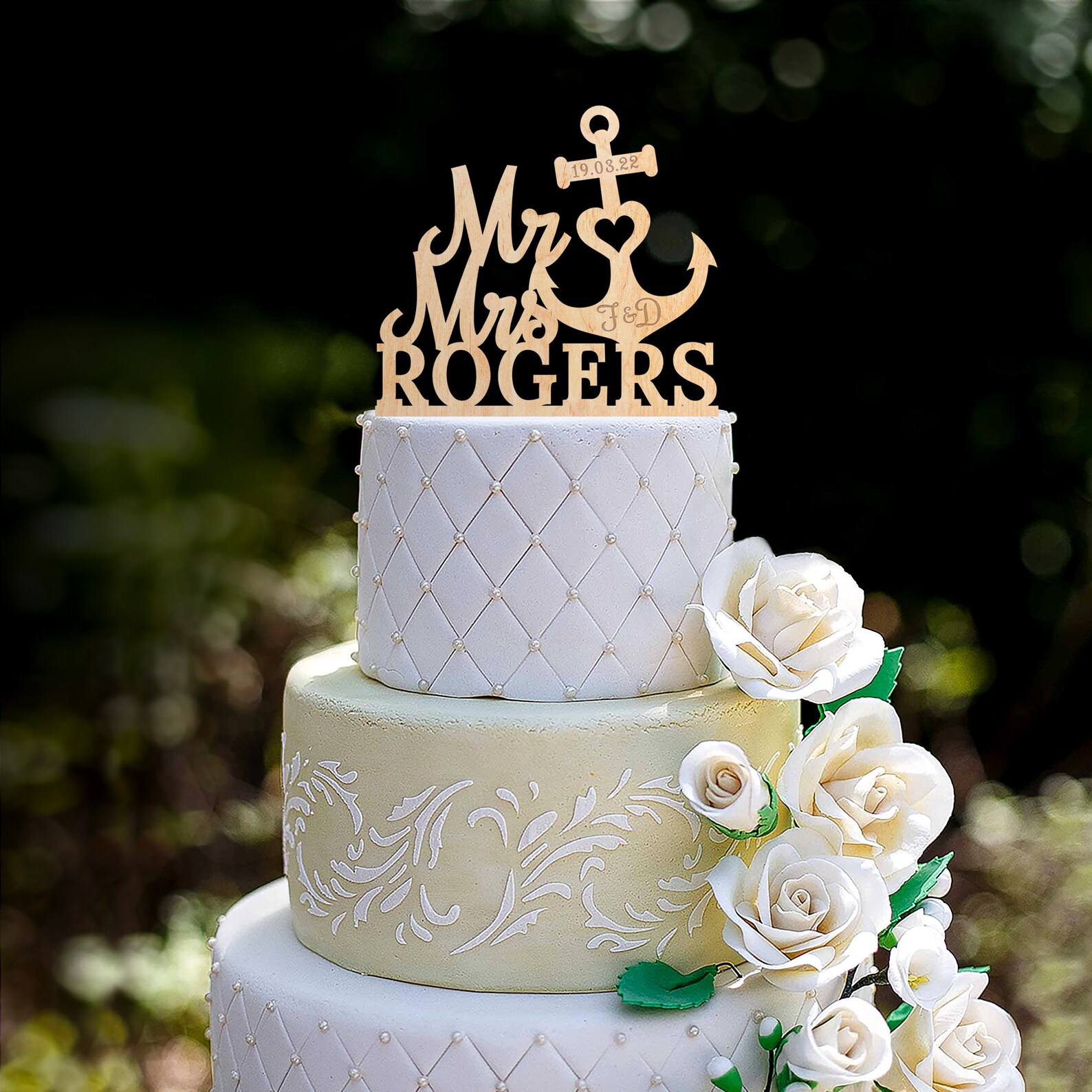 Custom Anchor Wedding Cake Topper Mr and Rmsgold Anchor | Etsy