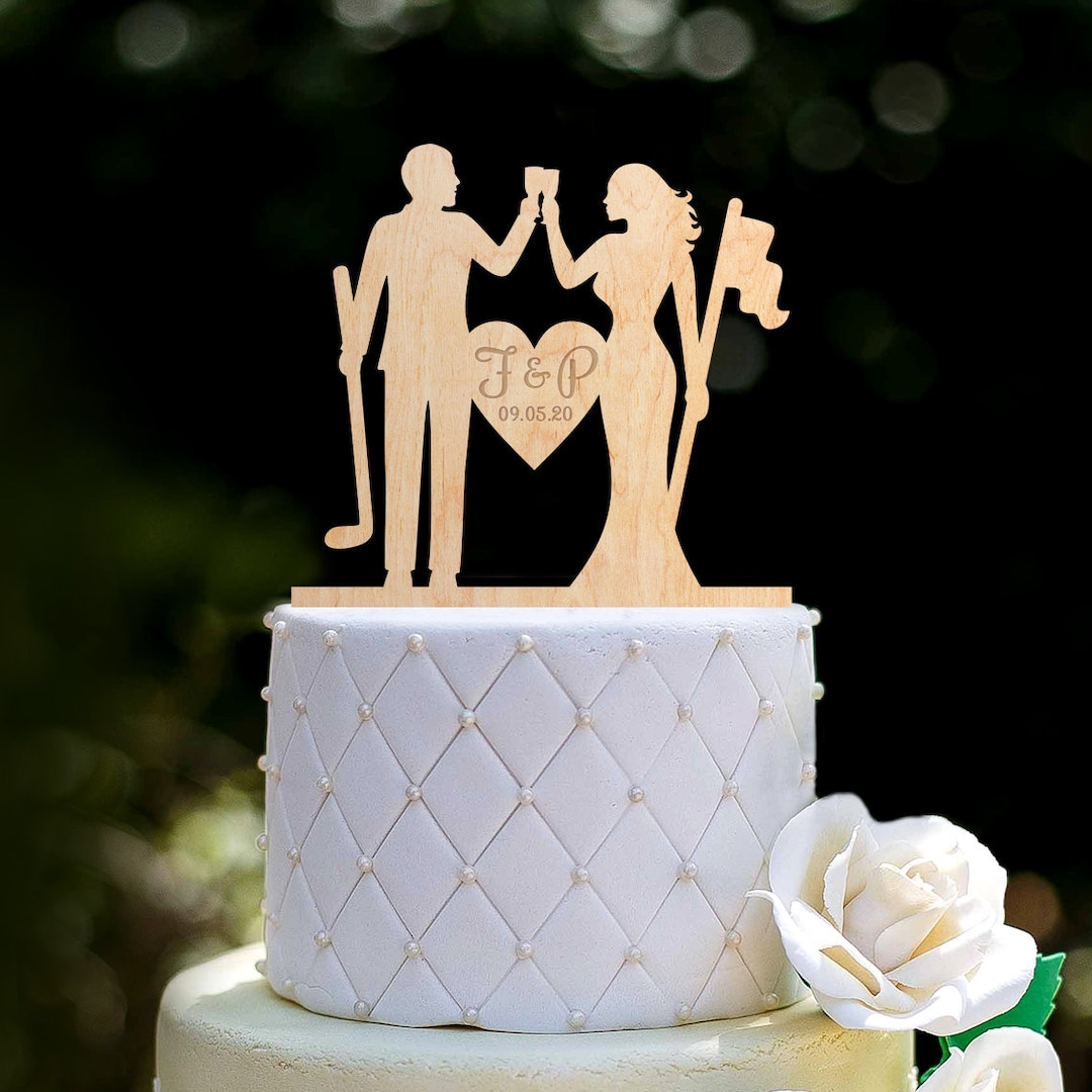 Golf Theme Wedding Cake Topper,golf Initials Cake Topper Date ...