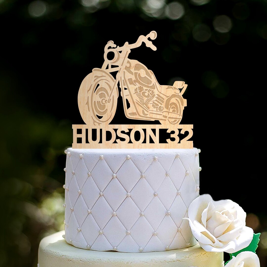 Motorcycle Cake Topper Birthday,biker Birthday Cake Topper With Name ...