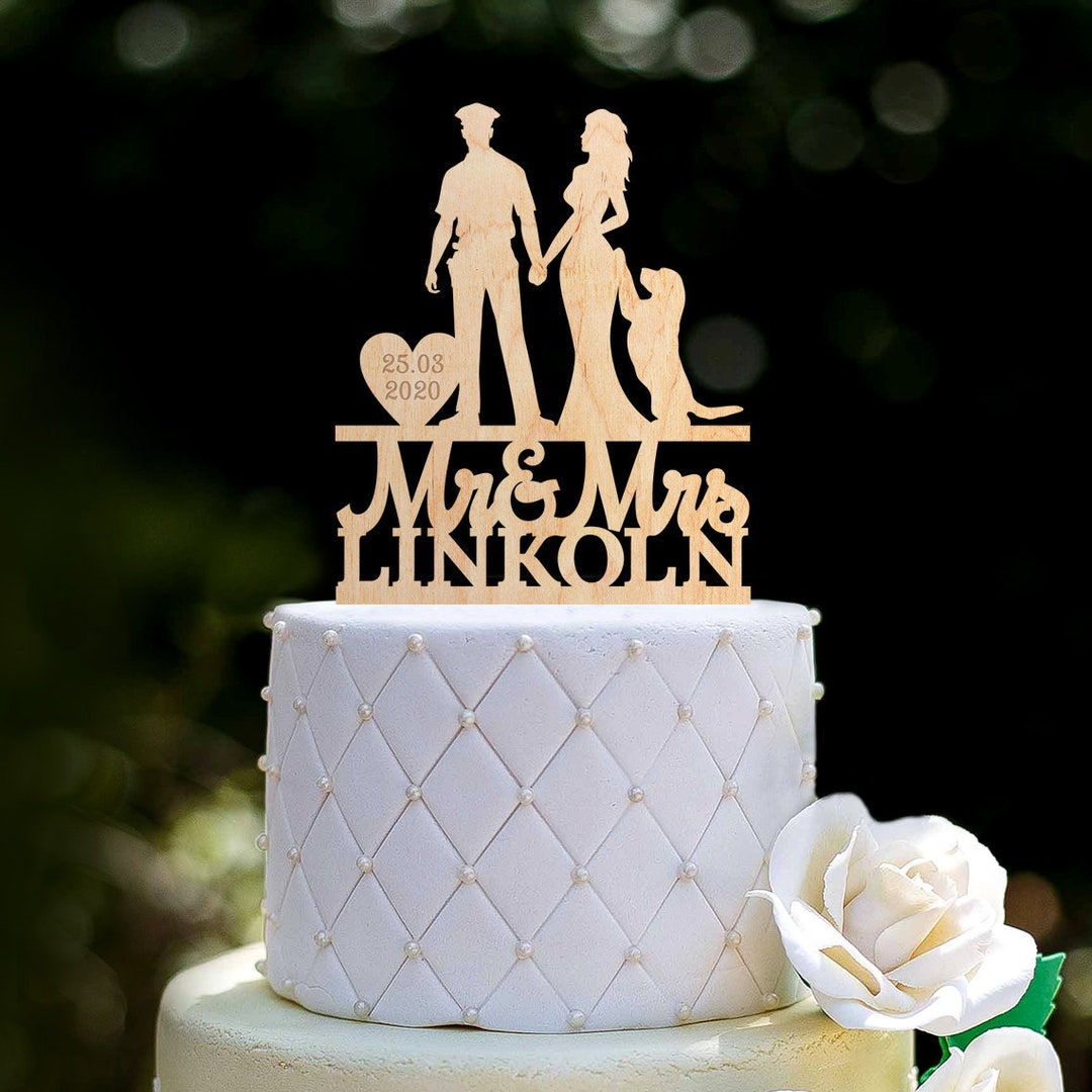 Police Wedding Cake Topper With Dog,police Officer Mr and Mrs Wedding ...