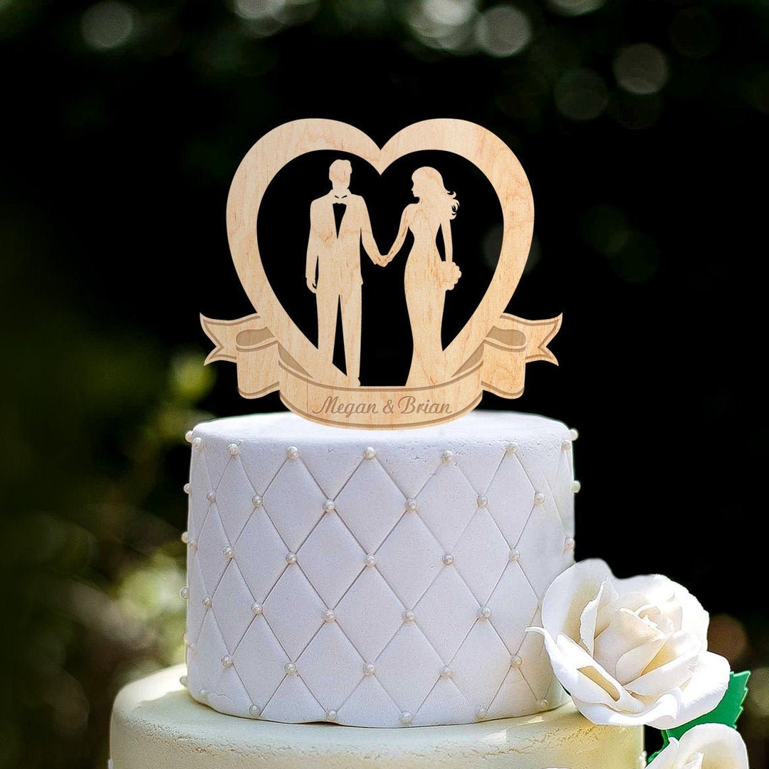 Custom Love Heart Wedding Mr Mrs Names Cake Topper,names Wedding Heart ...