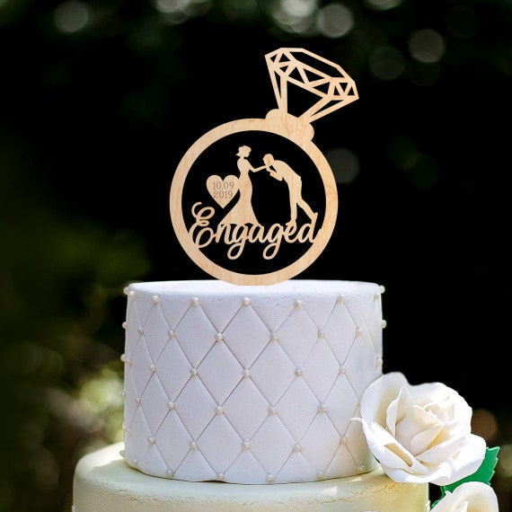 Engaged ring cake topperRing engagement Bridal Shower engaged | Etsy