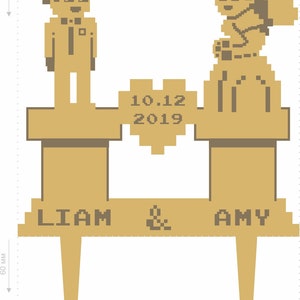 8 Bit Video Game Bride and Groom Cake Topper,8 Bit Wedding Cake Topper ...