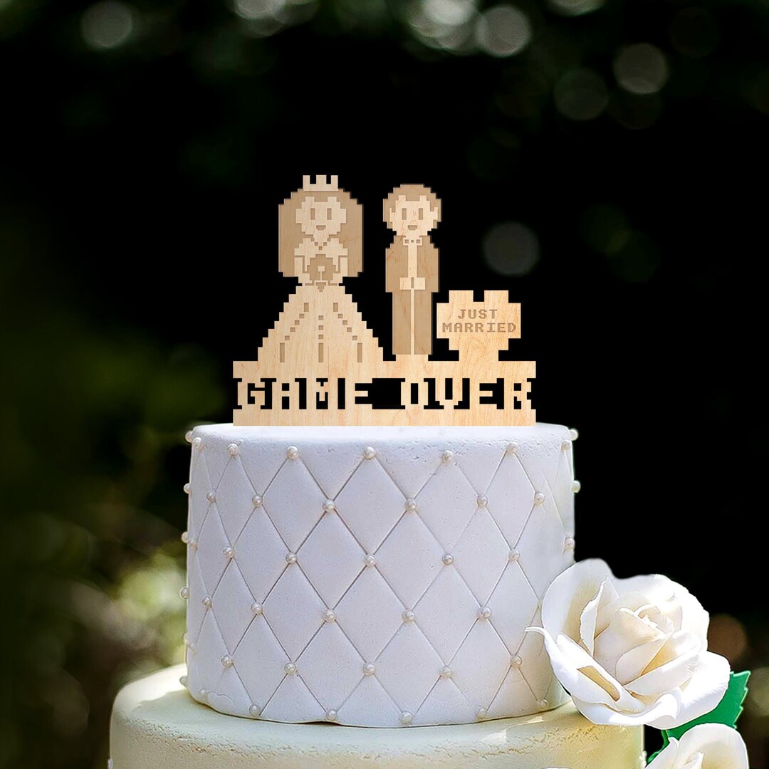 Game Over Wedding Cake Topper,8 Bit Video Game Bride Groom Cake Topper ...