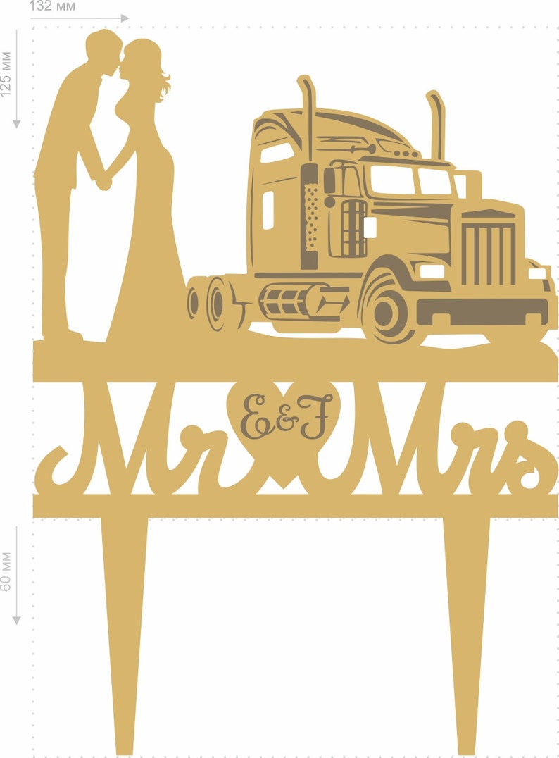 Trucker Wedding Cake Toppertruckers Wedding Mr Mrs Car Cake - Etsy