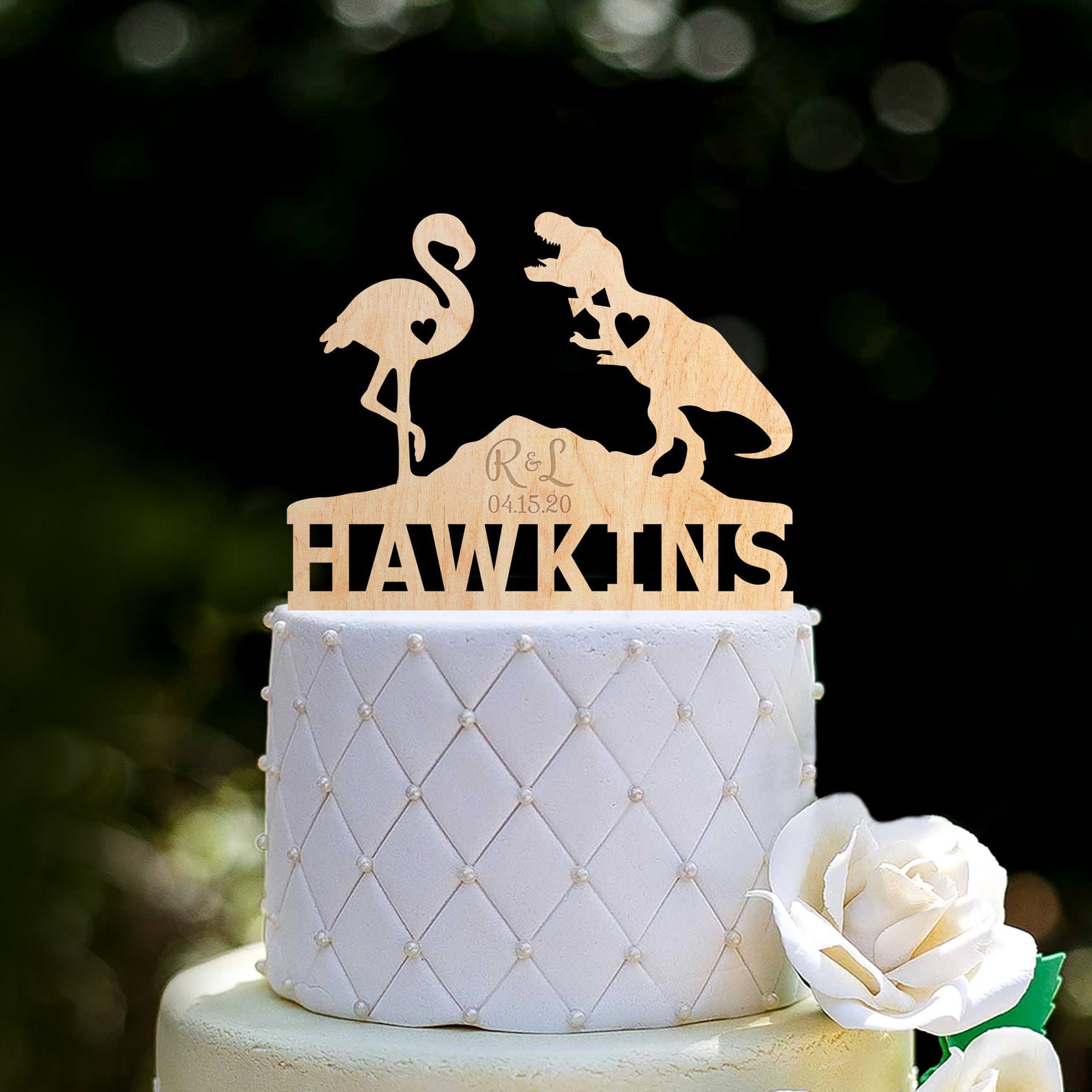 Flamingo T Rex Dinosaurs Wedding Cake Topper,dino Flamingo Wedding ...