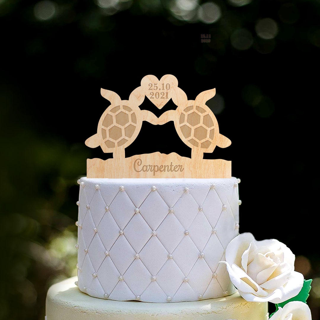 Wedding Cake Topper, Sea Turtle Cake Topper, Beach Cake Topper, Custom ...
