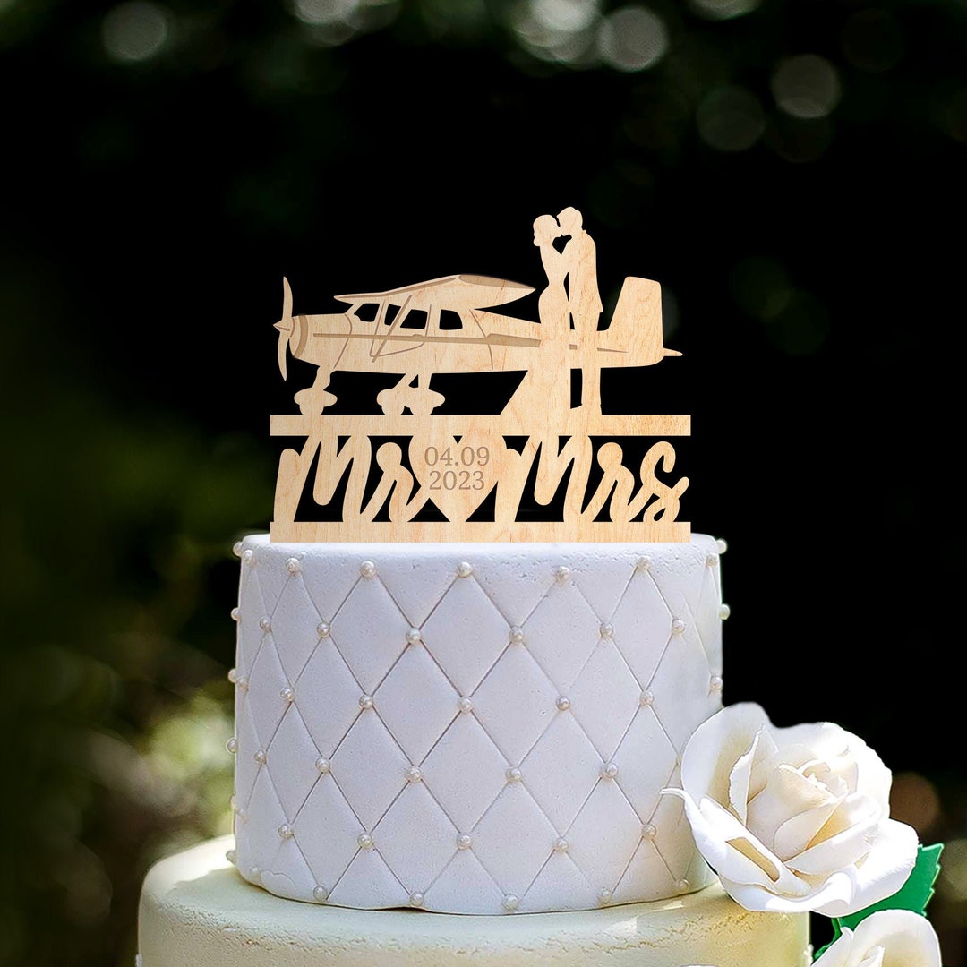Airplane Wedding Cake Topper, Custom Aviation Travel Theme, 0452 - Etsy