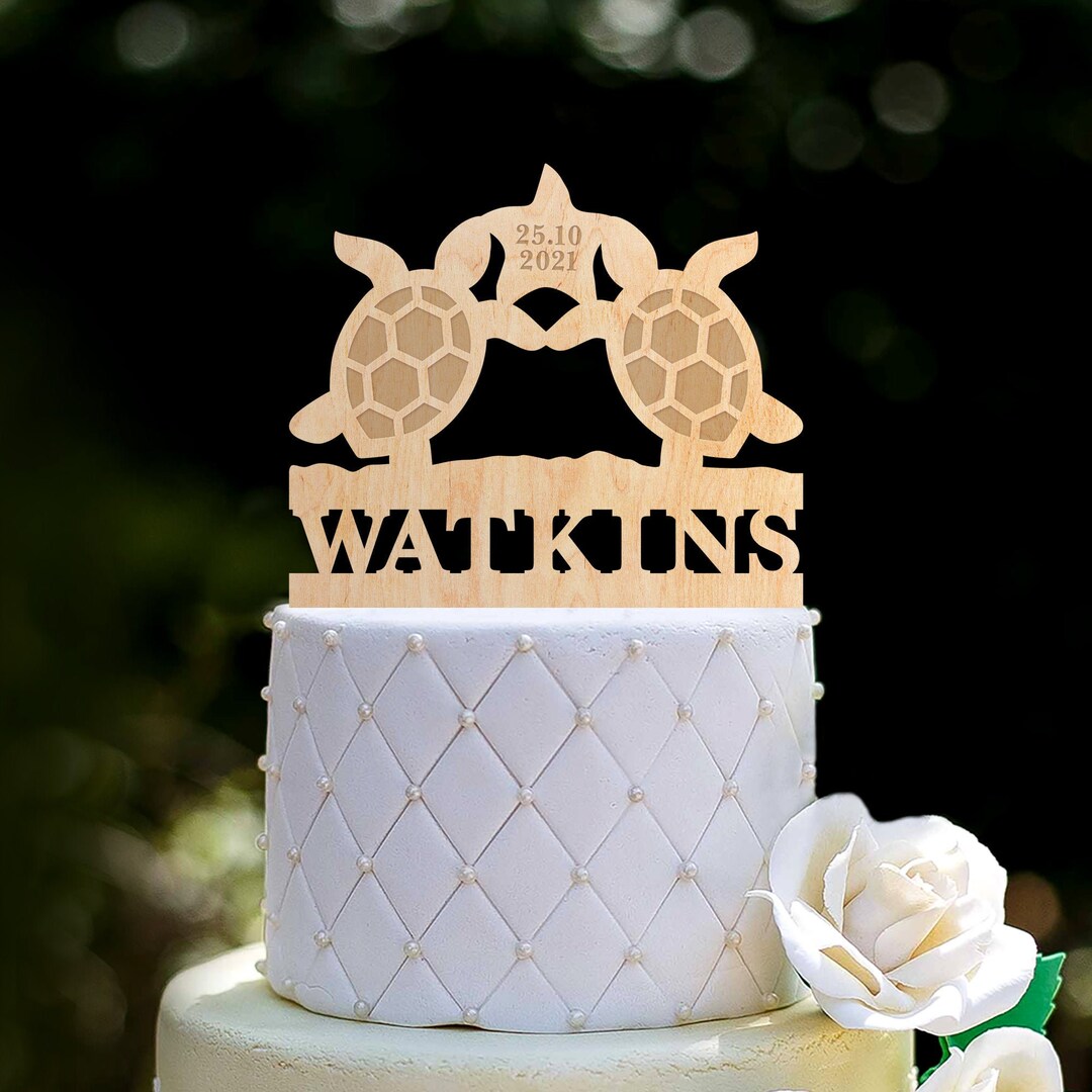 Beach Turtle Wedding Starfish Couple Cake Topper,wedding Tropical Sea ...