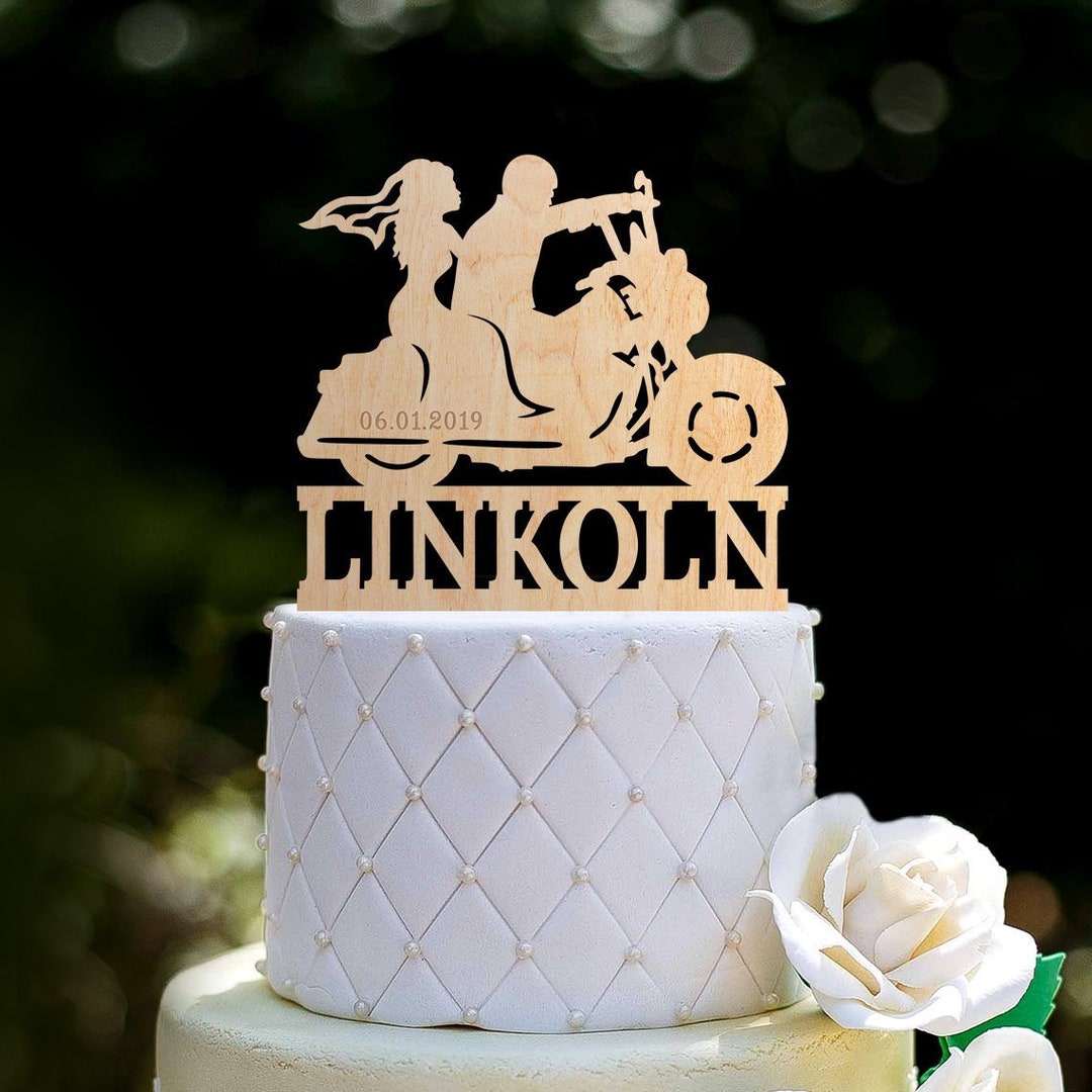 Wedding Cake Topper, Motorbike Cake Topper, Custom Motorcycle Cake ...