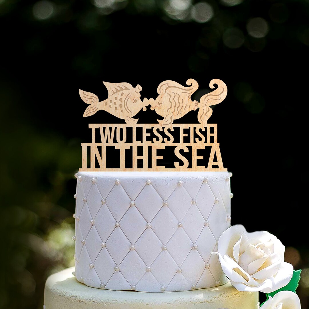 Two Less Fish in the Sea Custom Wedding Cake Topper Unique,kissing Fish ...