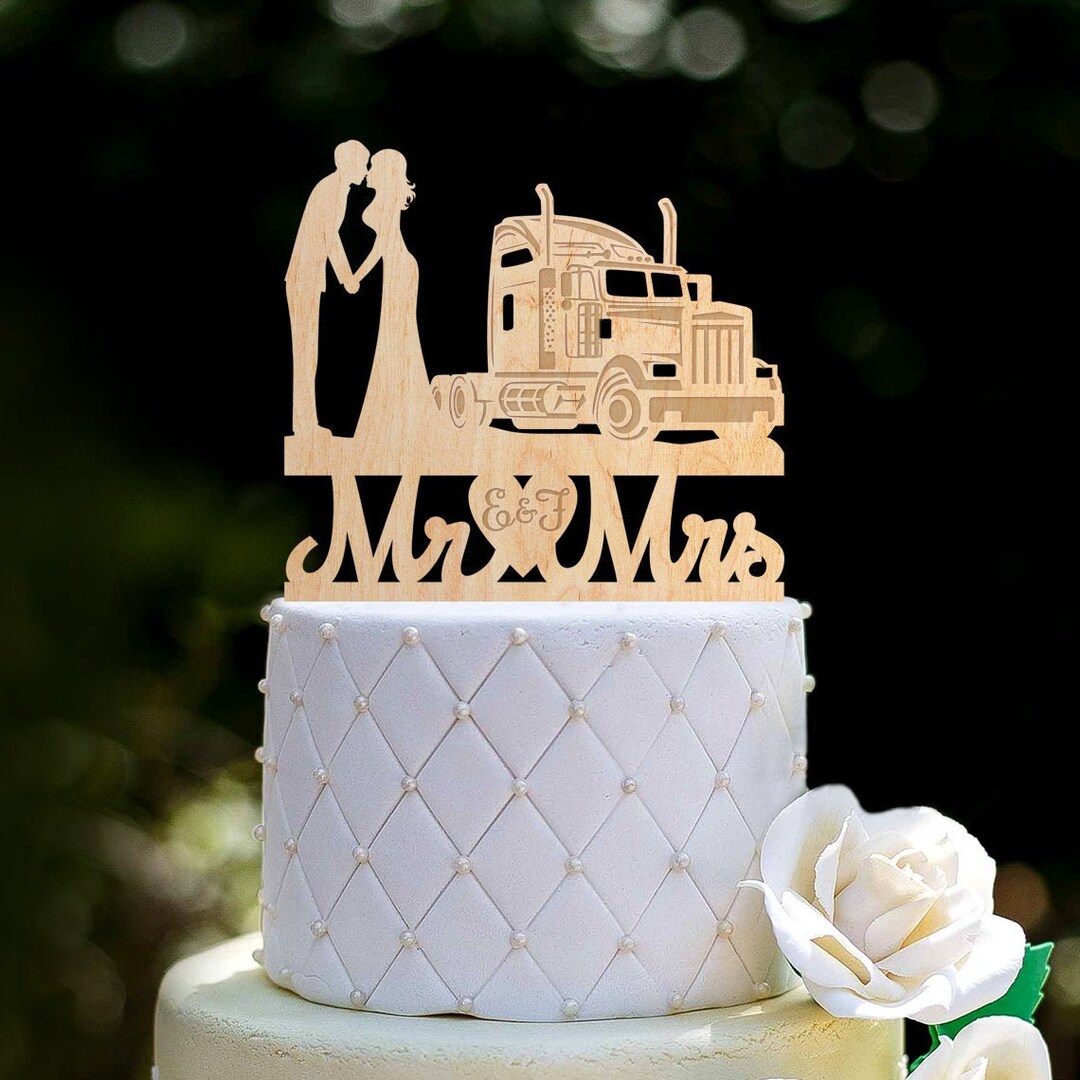 Trucker Wedding Cake Topper,truckers Wedding Mr Mrs Car Cake Topper ...