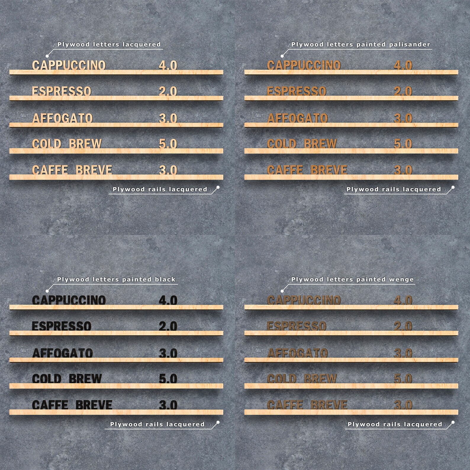 Cafe Wall Menu, Changeable Letters and Wooden Rails, Wall Menu Board ...