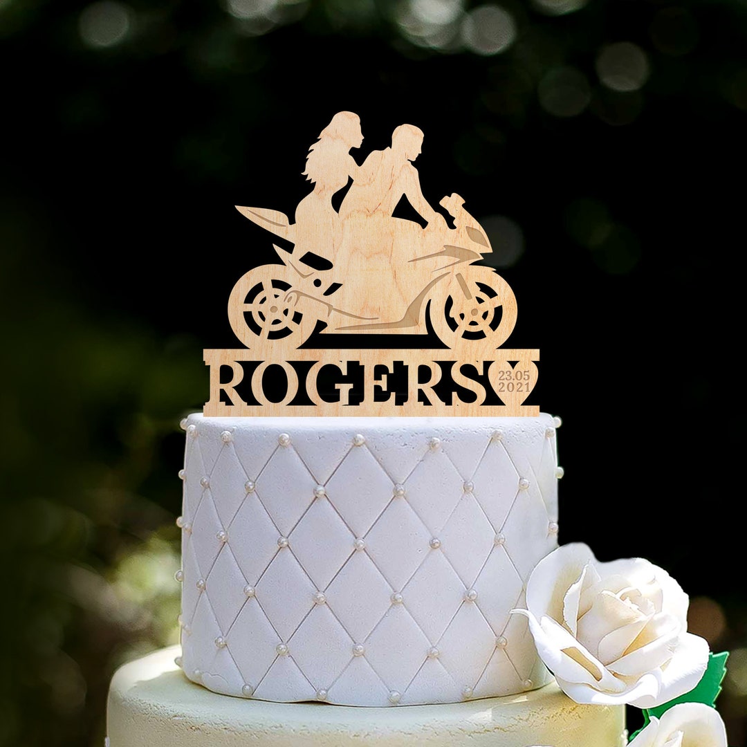 Wedding Cake Topper, Motorcycle Cake Topper, Motorbike Cake Topper ...