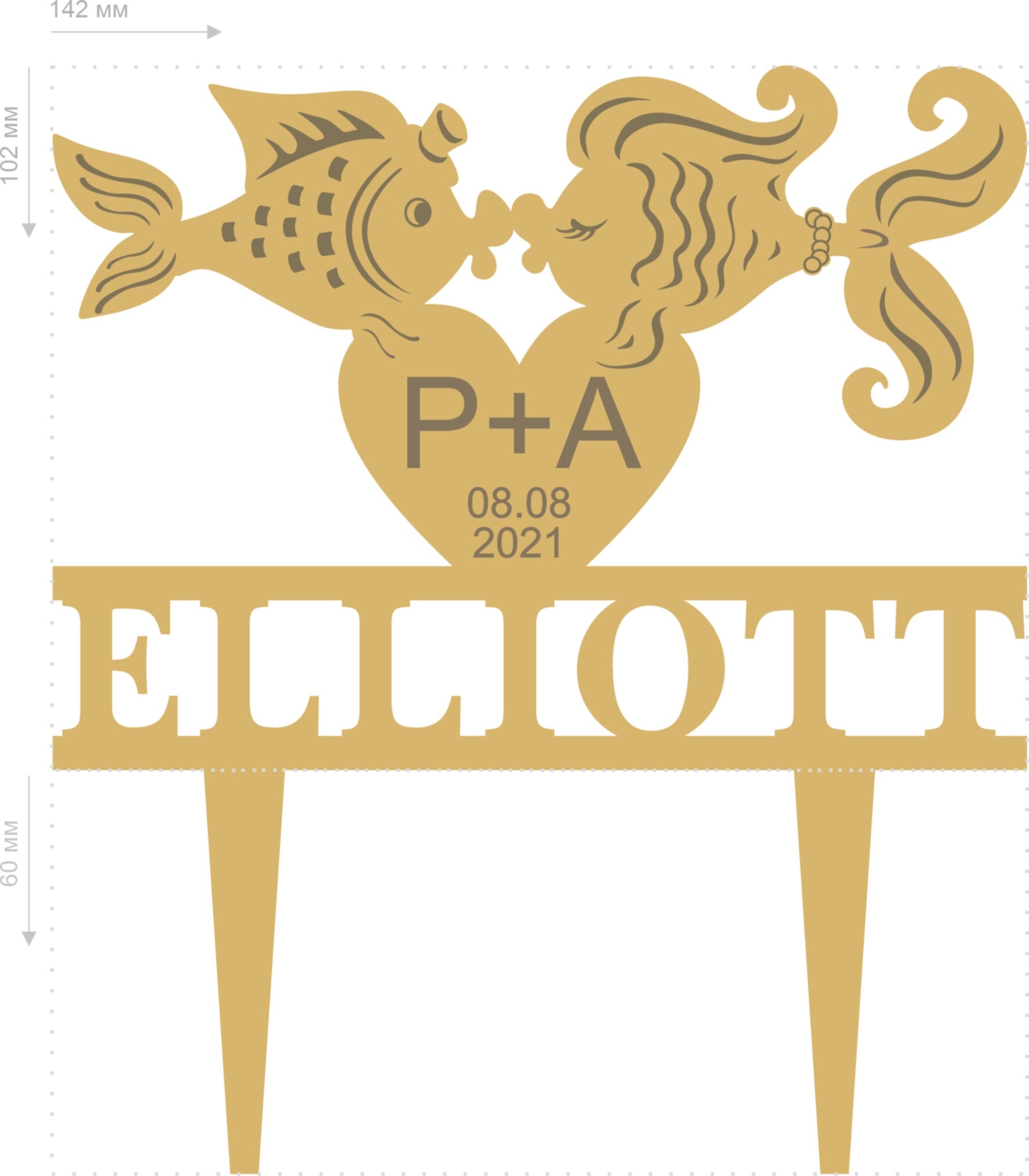 Custom fish wedding cake topper hearttwo less fish in the sea | Etsy