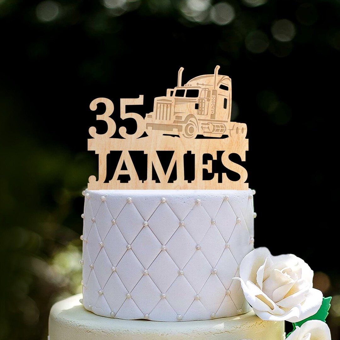 Custom Vintage Truck Driver Birthday Funny Cake Topper,unique Truck ...