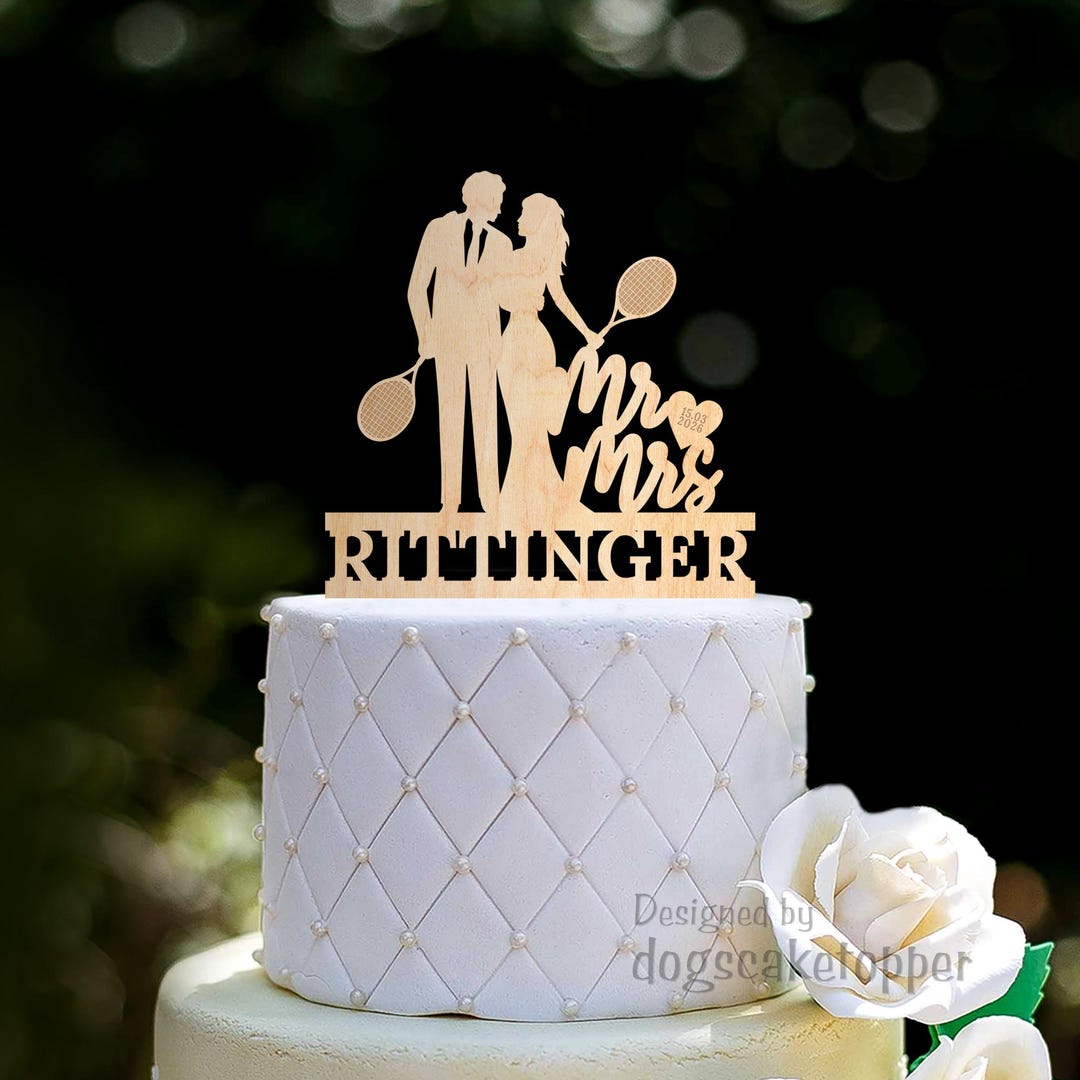 Tennis Wedding Cake Topper, Tennis Players Wedding Topper, Mr Mrs Cake ...