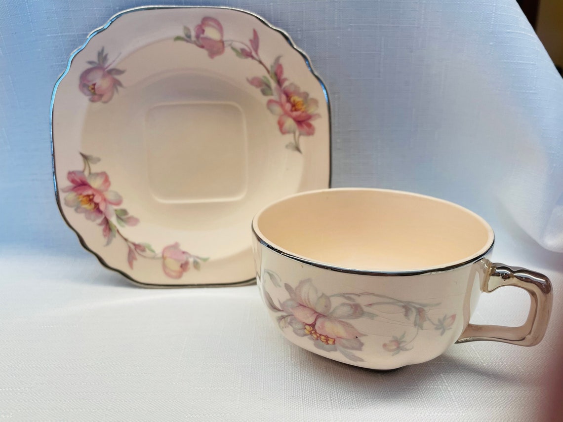 American Limoges Peach-blo Cup and Saucer Silver Moon 4M133 - Etsy