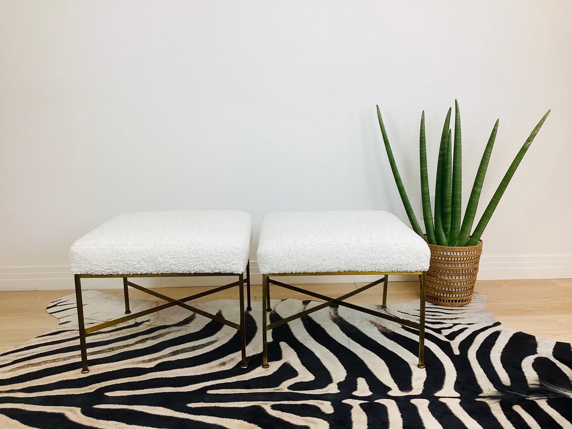 Vintage 1950s Paul Mccobb Calvin Pair of Brass X Base Stools - Etsy