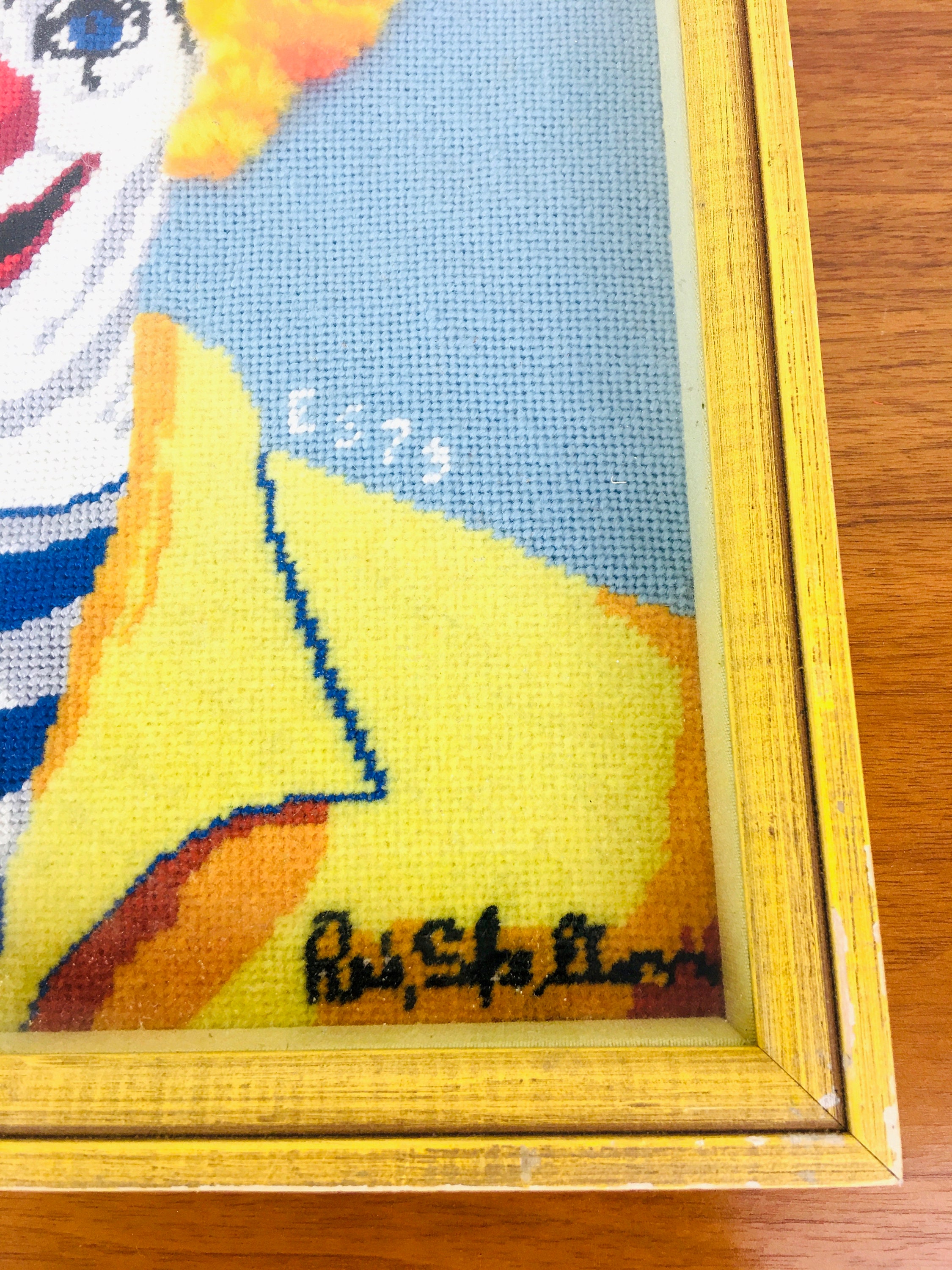 Vintage 1970s NEEDLEPOINT CLOWN Shadowbox Wall Art / Pictures - Etsy