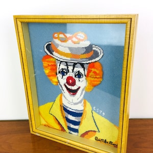Vintage 1970s NEEDLEPOINT CLOWN Shadowbox Wall Art / Pictures - Etsy