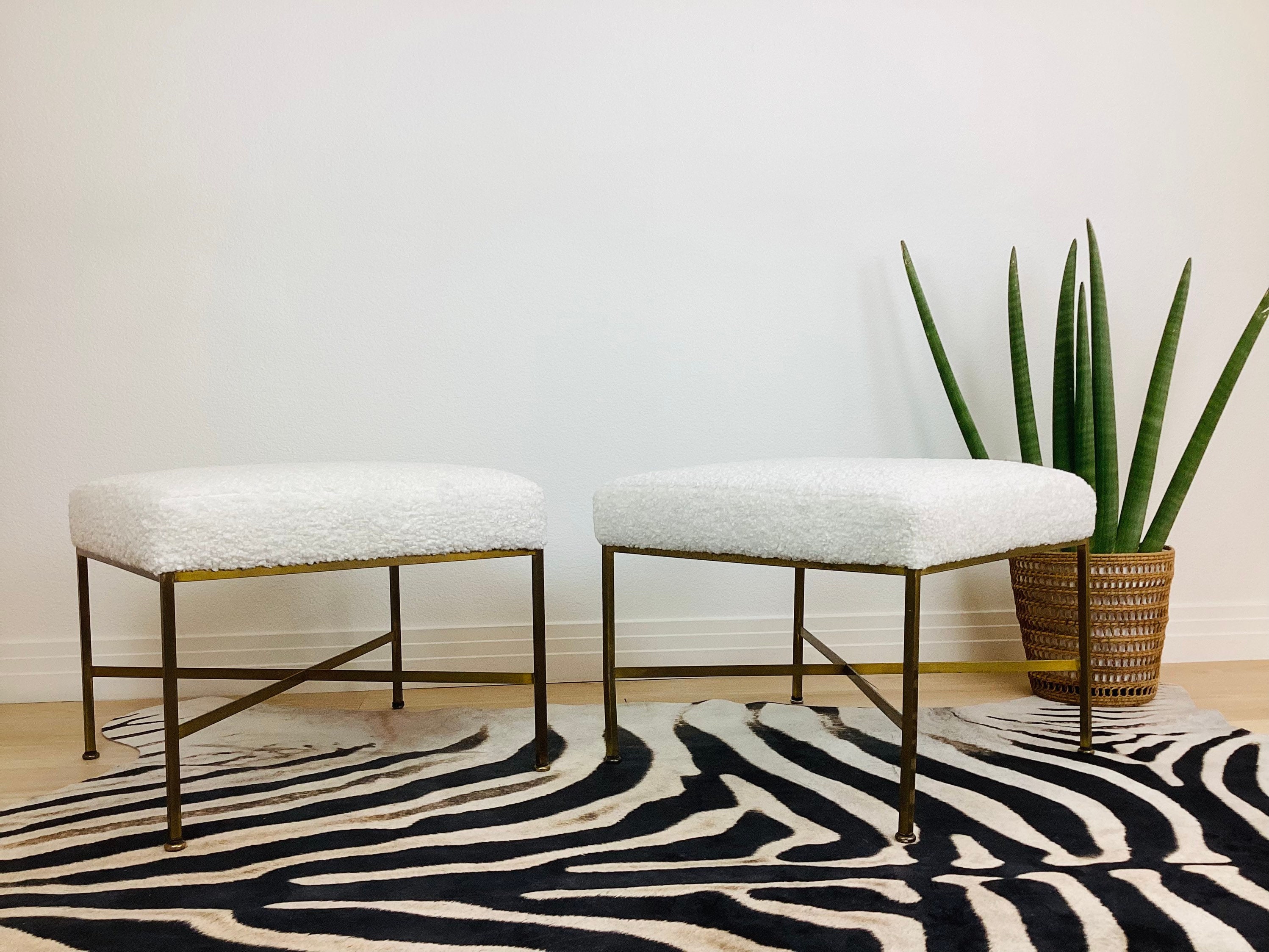 Vintage 1950s Paul Mccobb Calvin Pair of Brass X Base Stools - Etsy