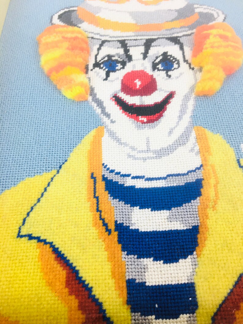 Vintage 1970s NEEDLEPOINT CLOWN Shadowbox Wall Art / Pictures - Etsy