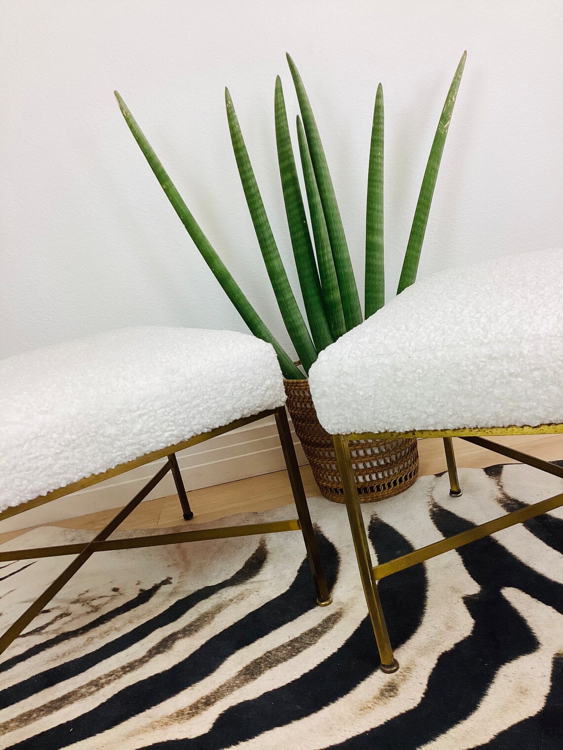 Vintage 1950s Paul Mccobb Calvin Pair of Brass X Base Stools - Etsy