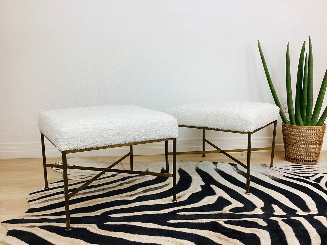 Vintage 1950s Paul Mccobb Calvin Pair of Brass X Base Stools - Etsy