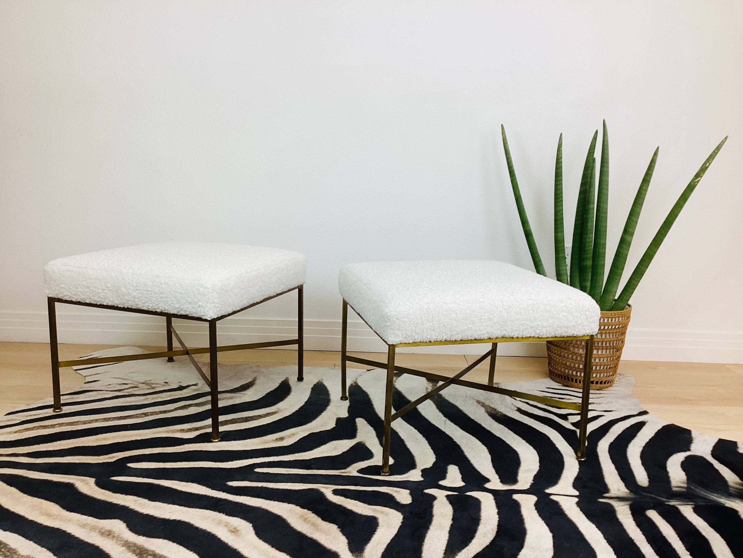 Vintage 1950s Paul Mccobb Calvin Pair of Brass X Base Stools - Etsy