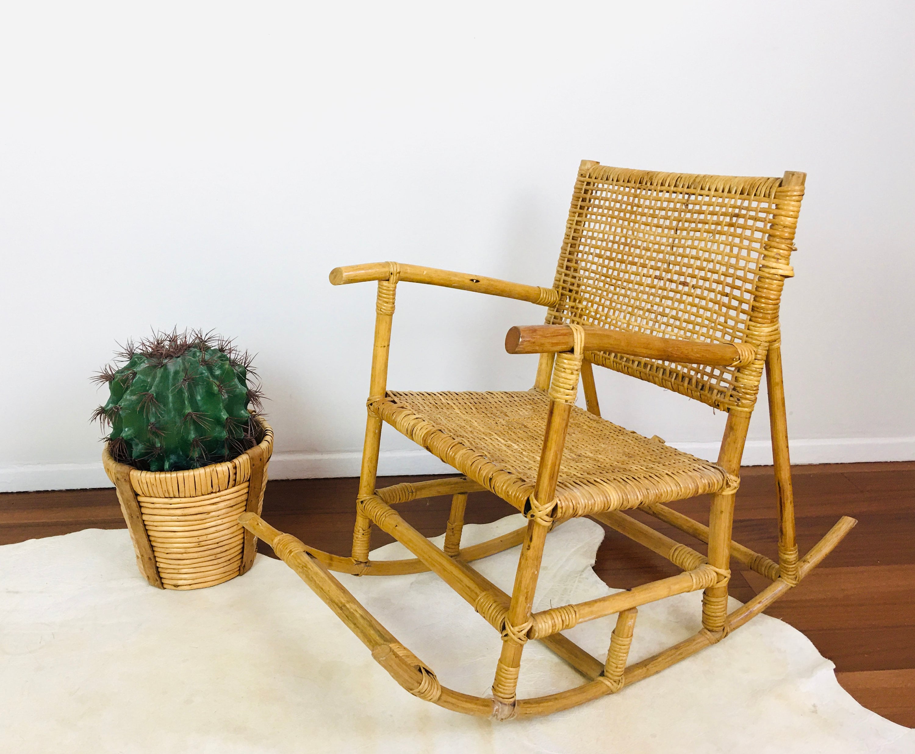 Vintage 1970s CHILDS RATTAN & CANE Rocking Chair - Etsy