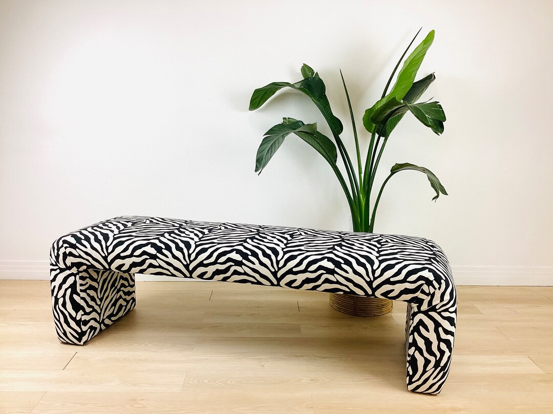 Vintage 1980s HOLLYWOOD REGENCY Black & White ZEBRA Print Waterfall ...