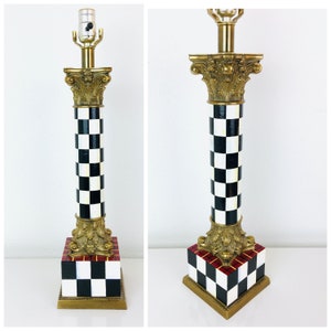 RARE MACKENZIE CHILDS Courtly Check Hand Painted Vintage Brass Bronze ...