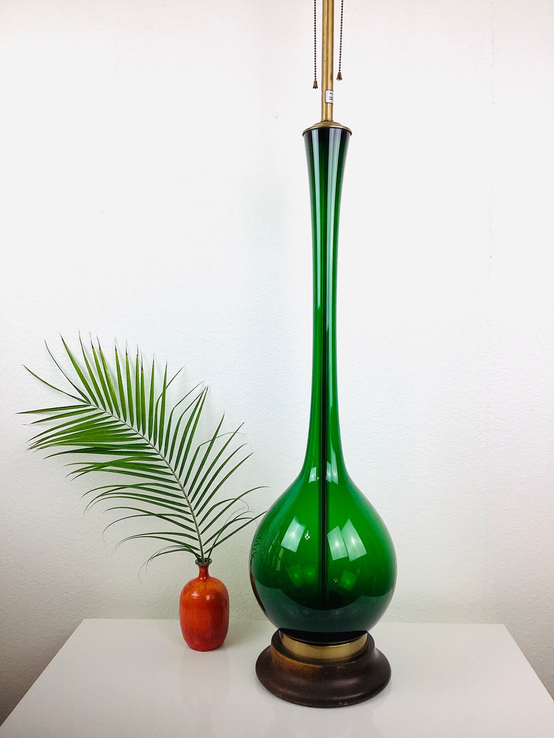 Vintage MID CENTURY MODERN Marbro Handblown Swedish Glass Green Blenko ...