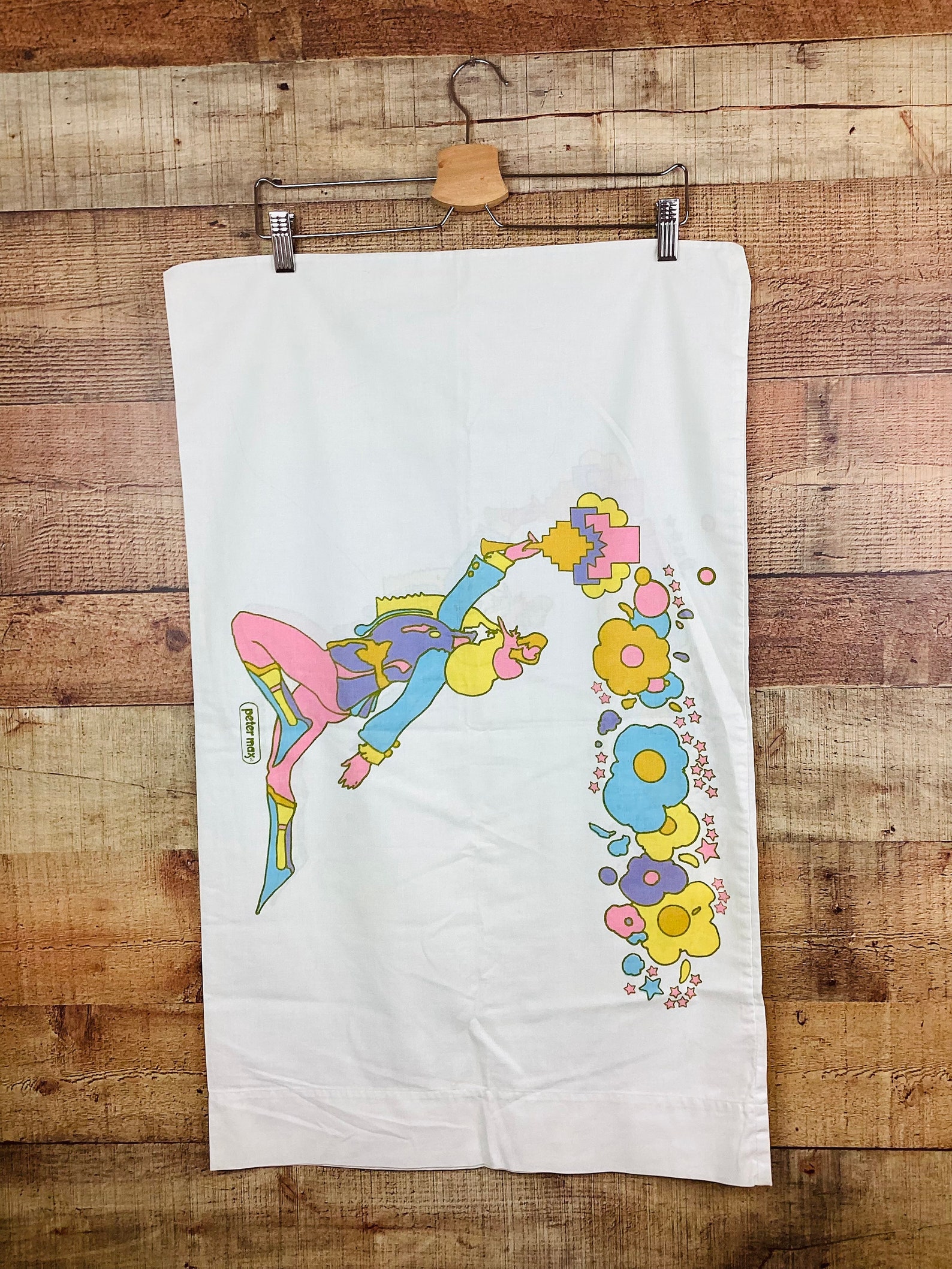 Vintage PETER MAX Colorful POP Art Leaping Man Pillowcase / Vintage Bed ...