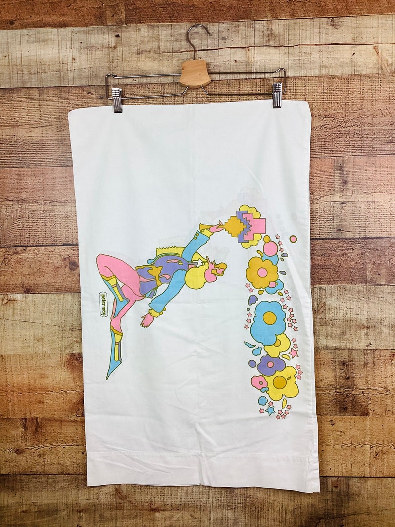 Vintage PETER MAX Colorful POP Art Leaping Man Pillowcase / Vintage Bed ...