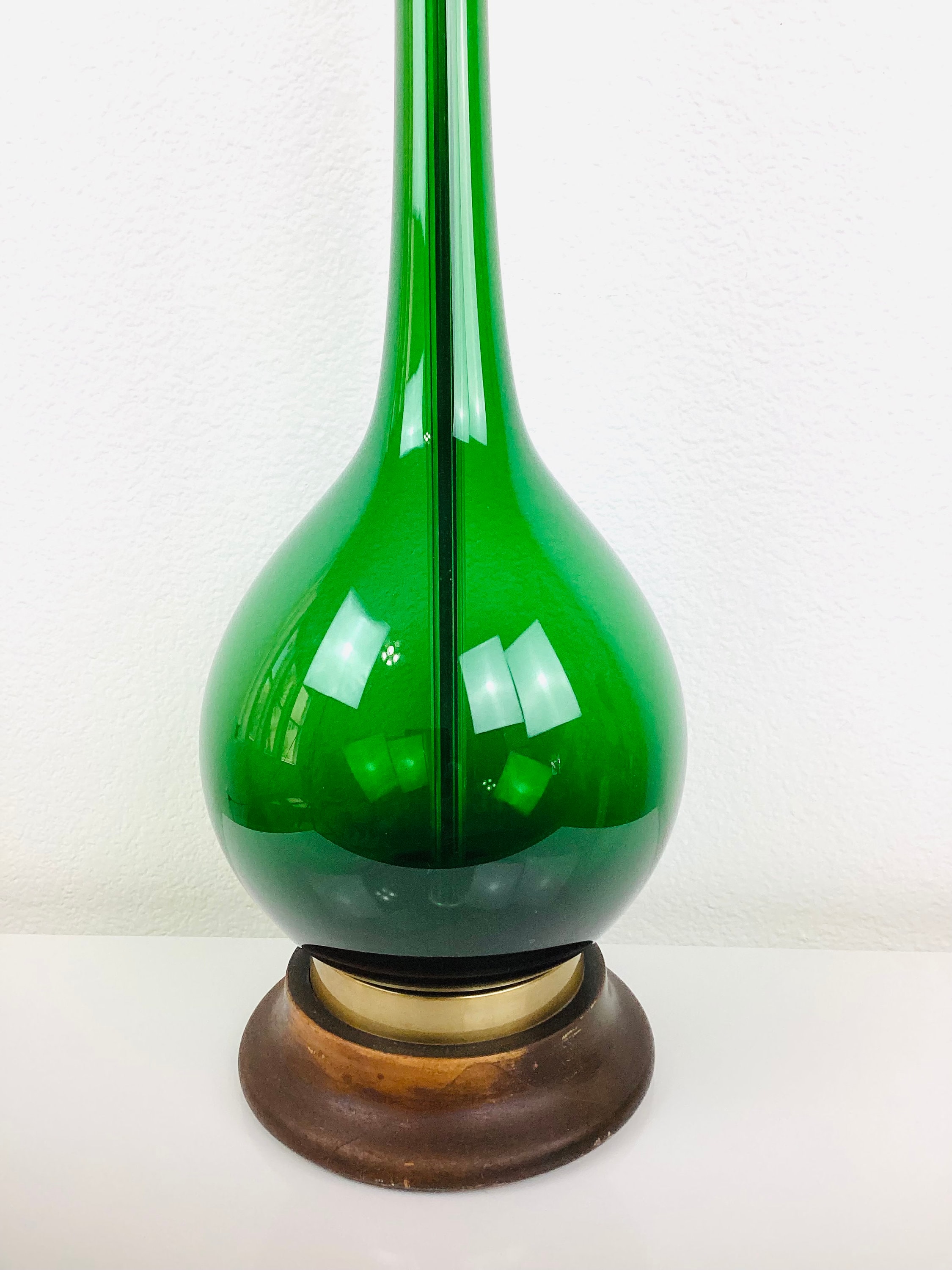 Vintage MID CENTURY MODERN Marbro Handblown Swedish Glass Green Blenko ...
