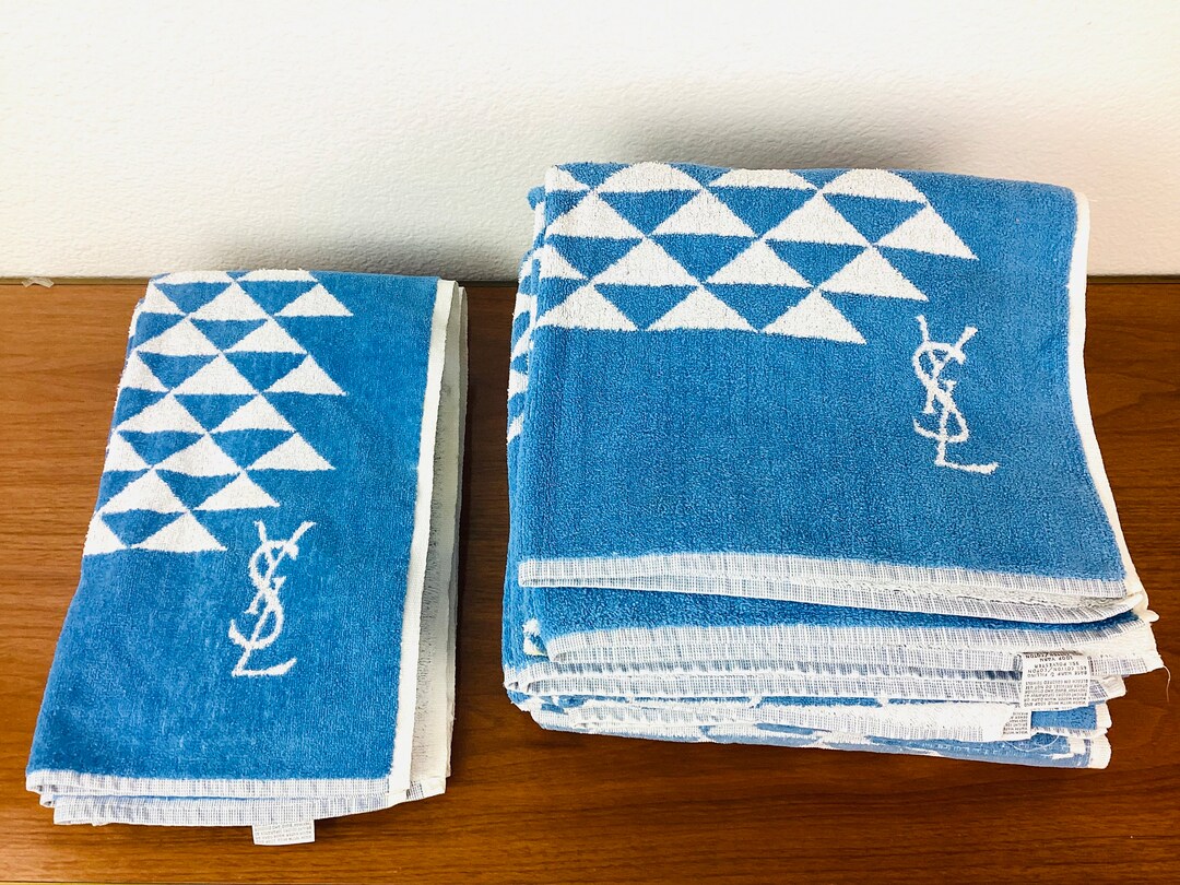 Vintage 1970s YSL Yves SAINT LAURENT Terry Cloth Towels Hand Towels Set ...