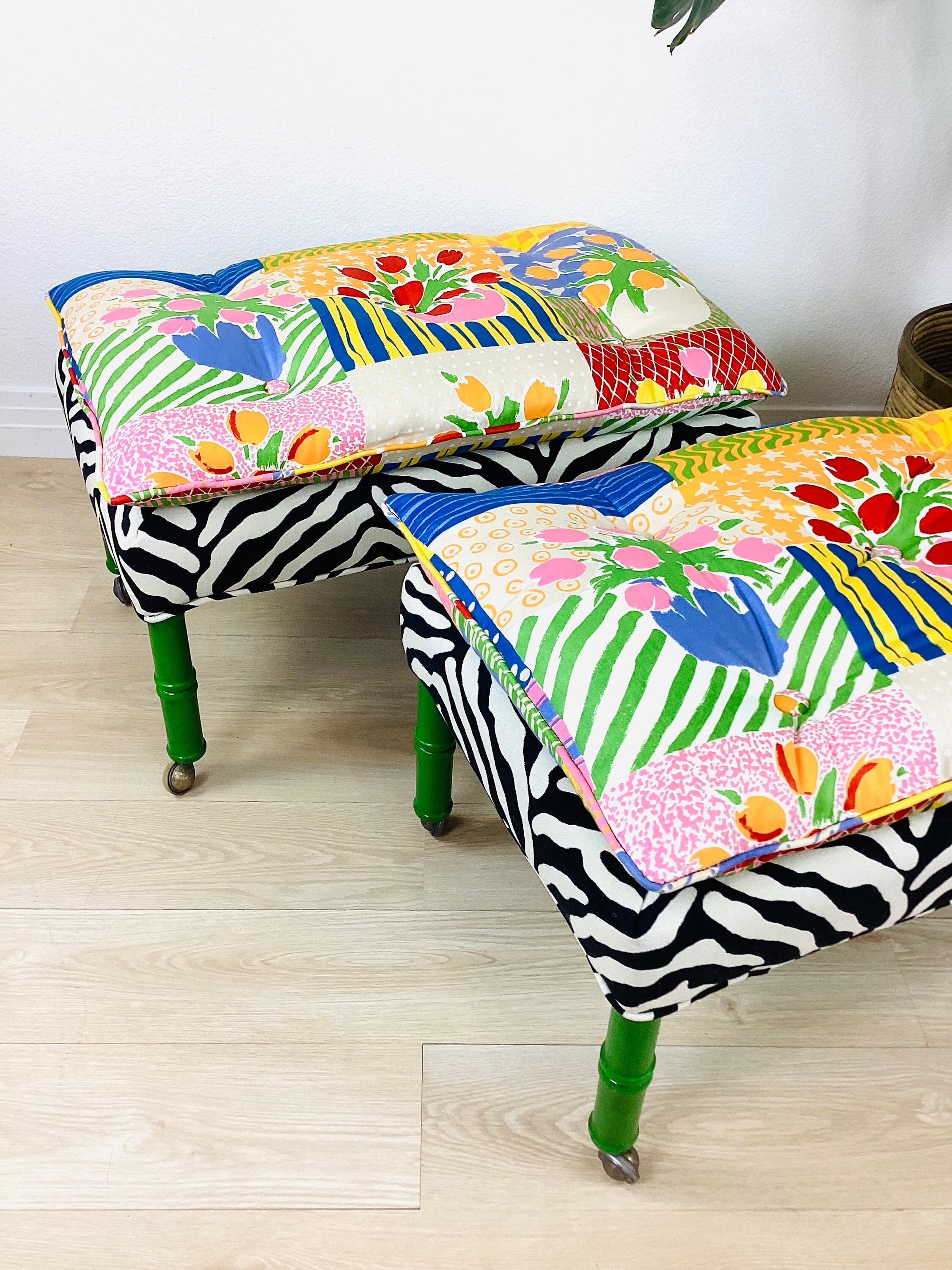 Vintage 1960s FAUX BAMBOO Leg & POP Art Floral Print and Zebra - Etsy