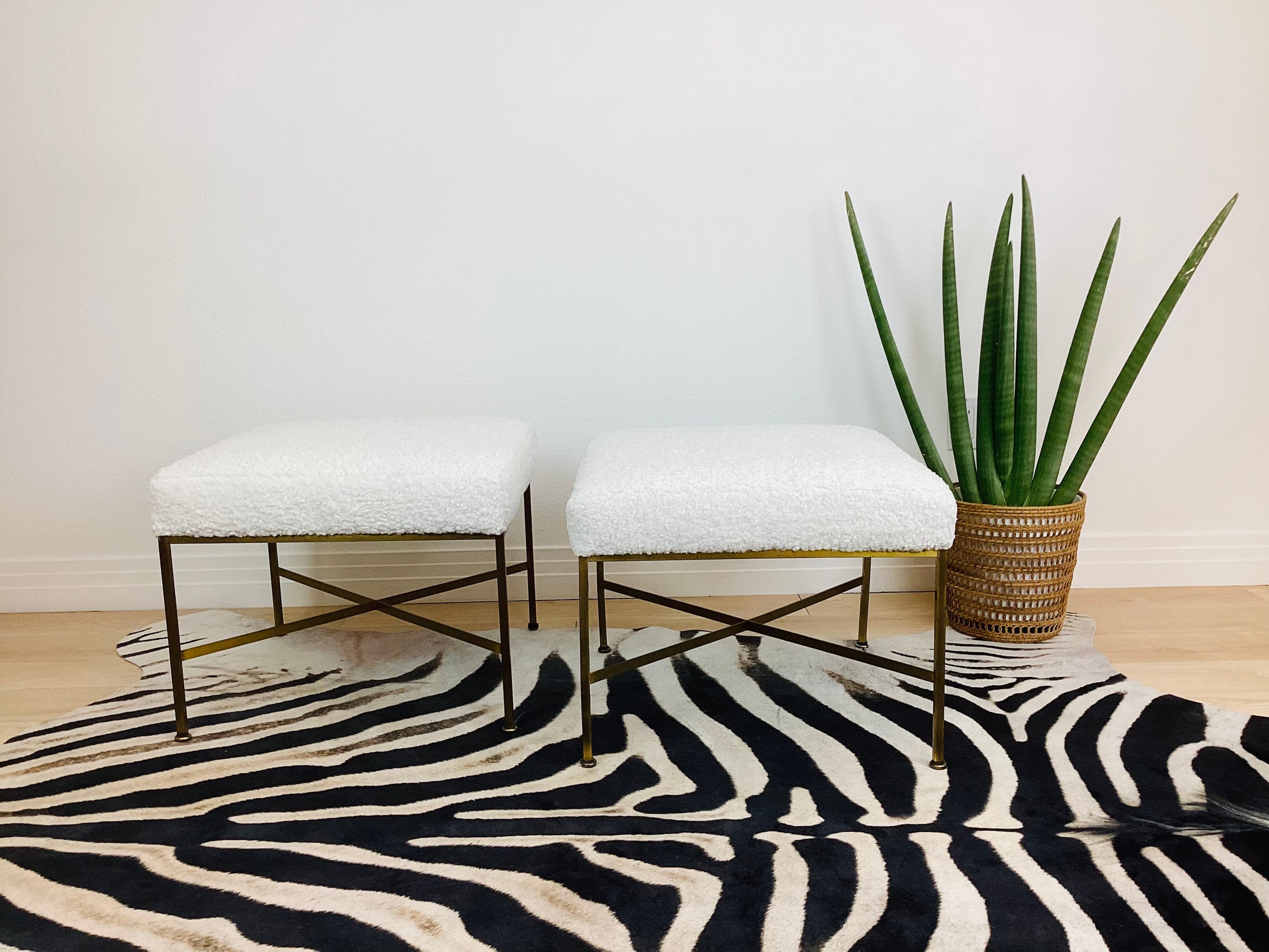 Vintage 1950s Paul Mccobb Calvin Pair of Brass X Base Stools - Etsy