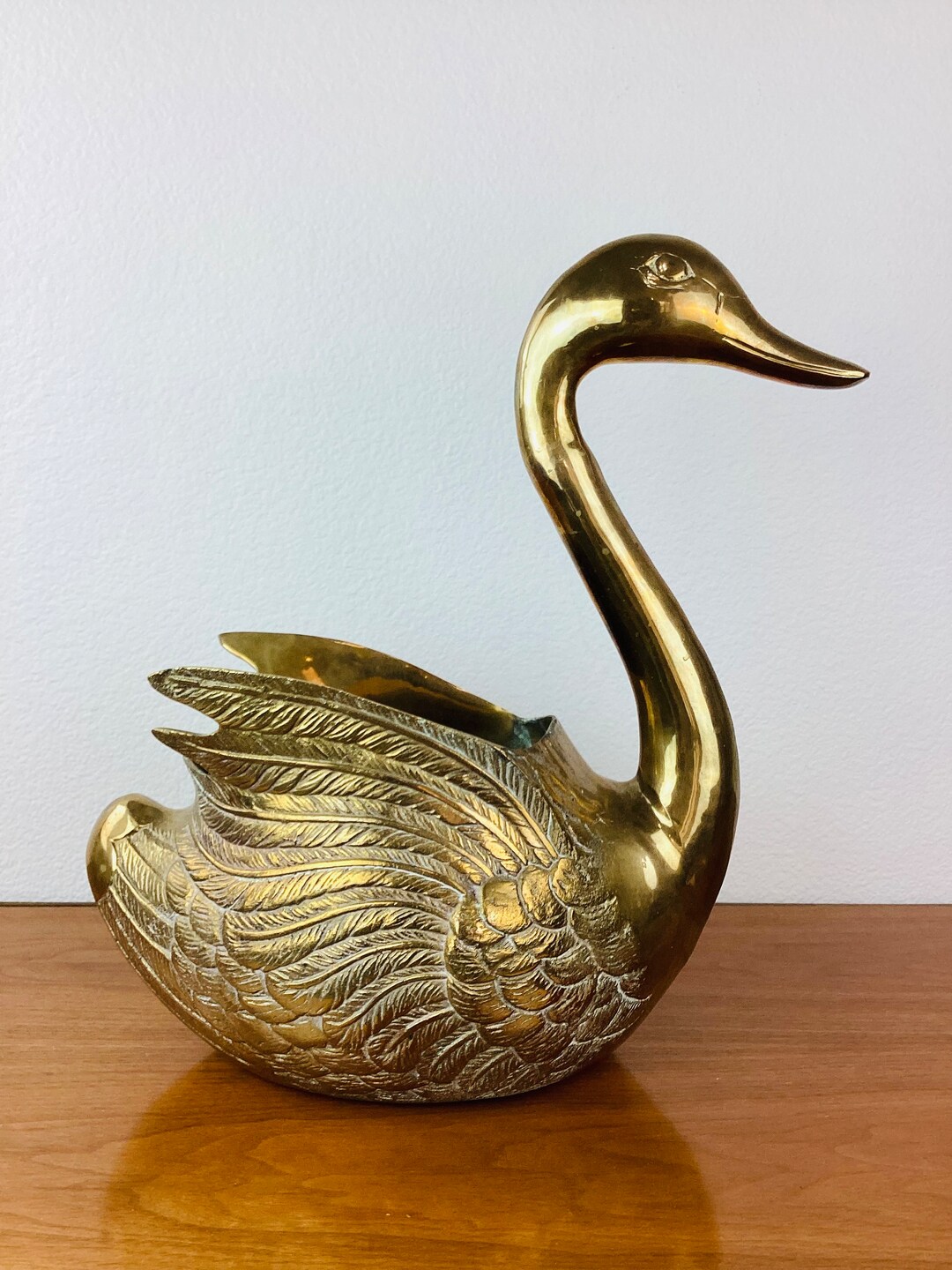 Vintage HOLLYWOOD REGENCY Large Brass SWAN Planter Pot - Etsy