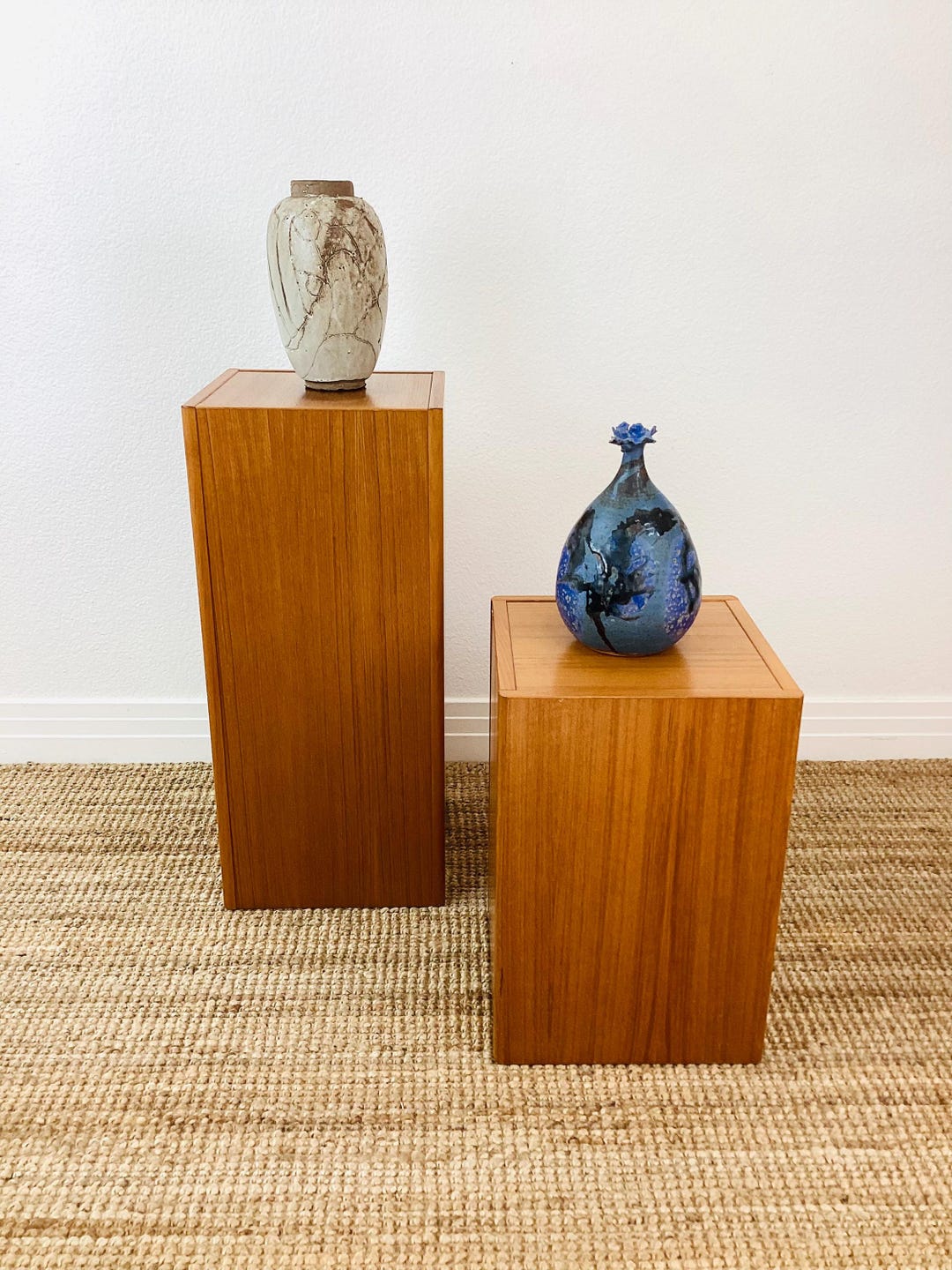 Vintage DANISH MODERN TEAK Pedestal Stand Table / Art Sculpture Display ...