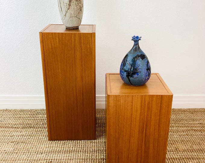 Vintage DANISH MODERN TEAK Pedestal Stand Table / Art Sculpture Display ...