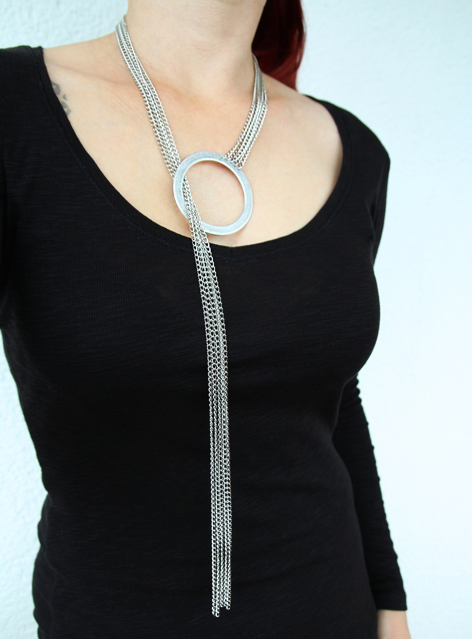 Unique Statement Necklace Unusual Long Metal Necklace - Etsy