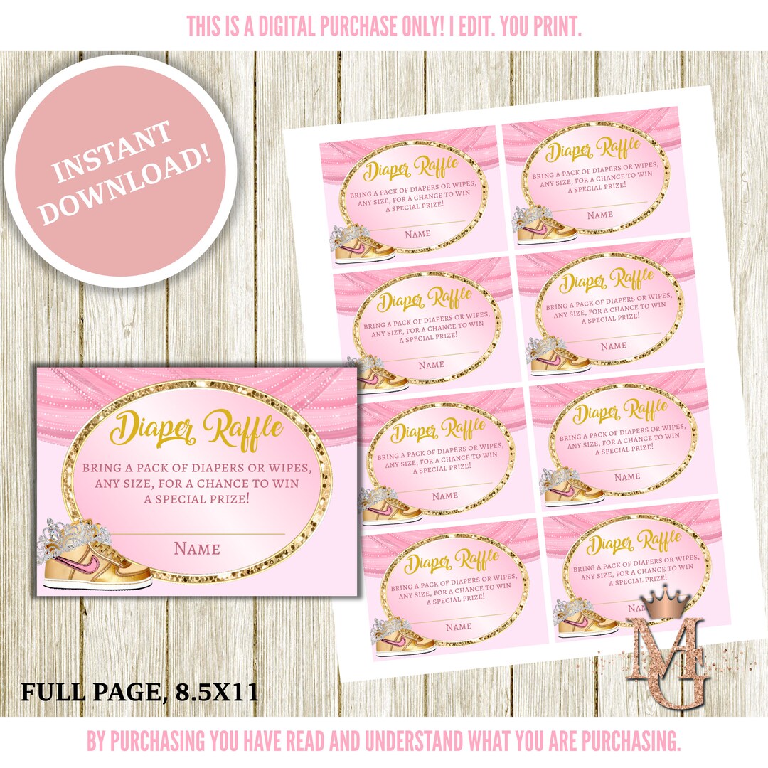 Little Princess Diaper Raffle! Sneaker Ball Baby Shower! Girl Baby ...
