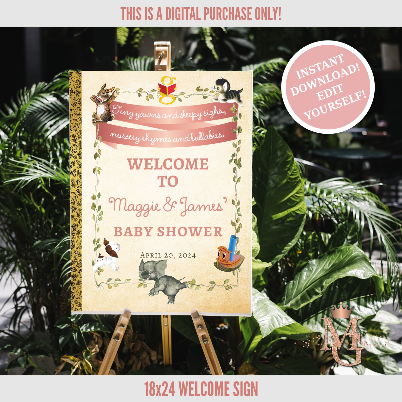 Little Golden Book Baby Shower Invitation Set: Rose Gold, Pink (canva ...