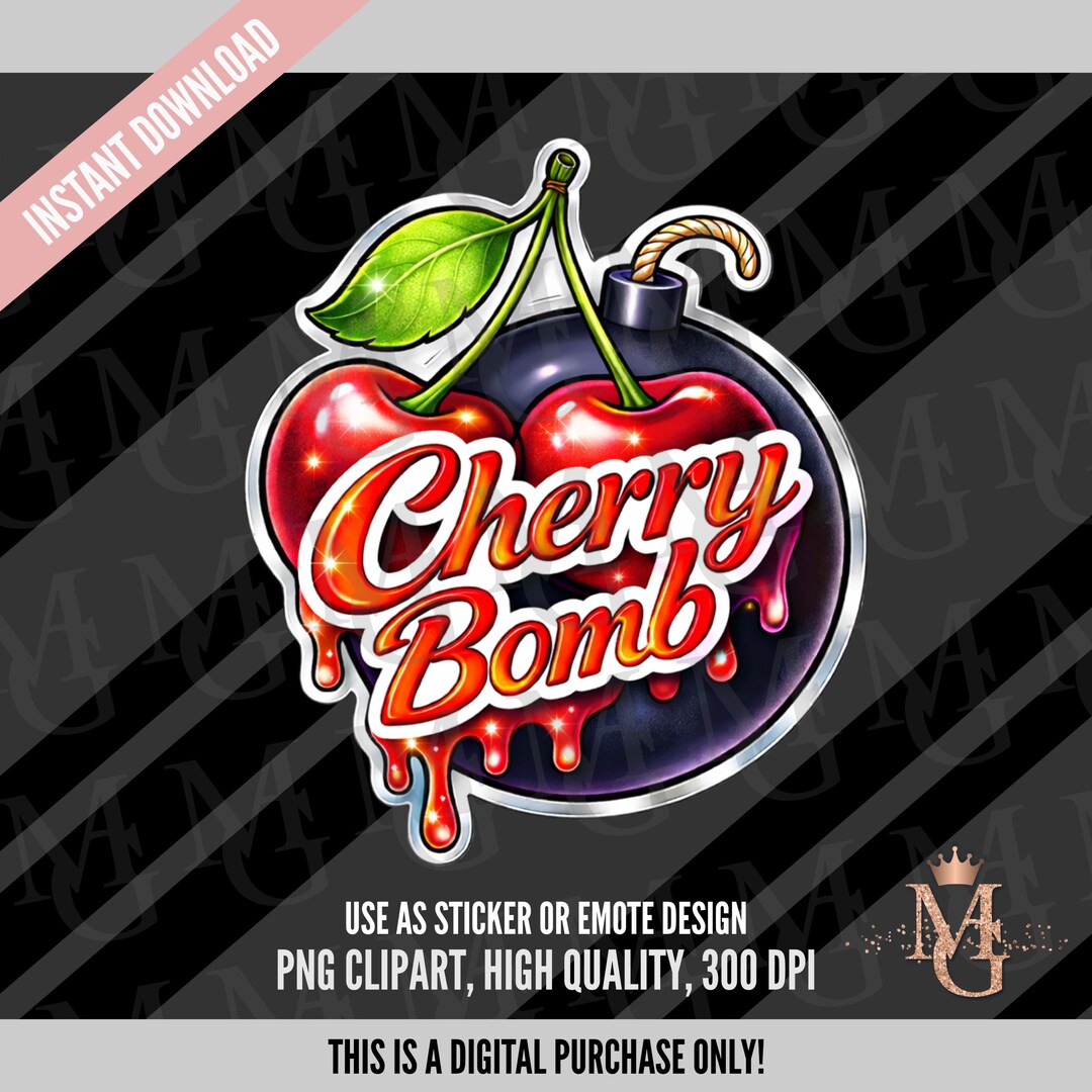 Cherry Clipart, Cherry Bomb PNG, Sticker Design. Emote. Transparent ...