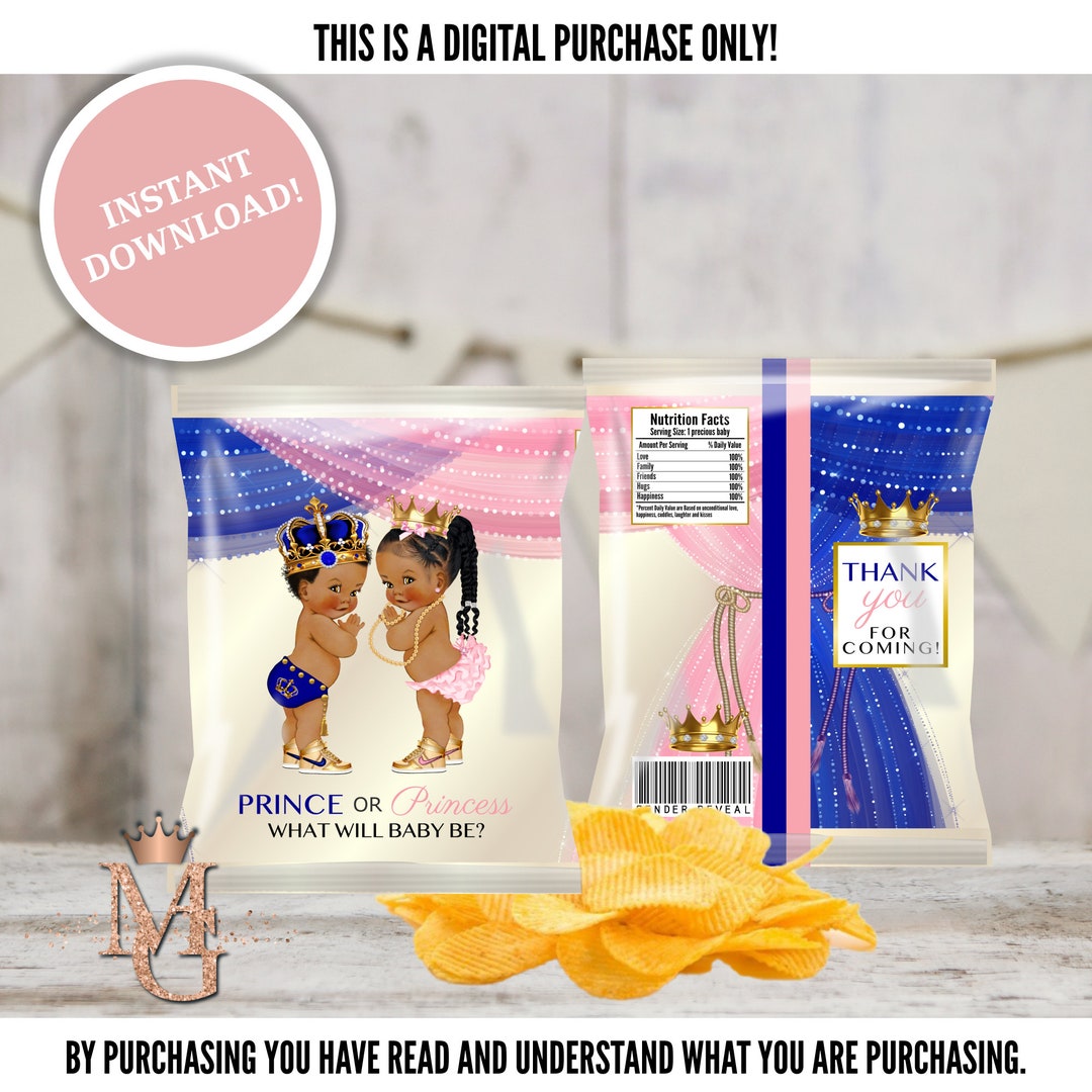 Prince or Princess Gender Reveal Chip Bag Template (digital Download ...