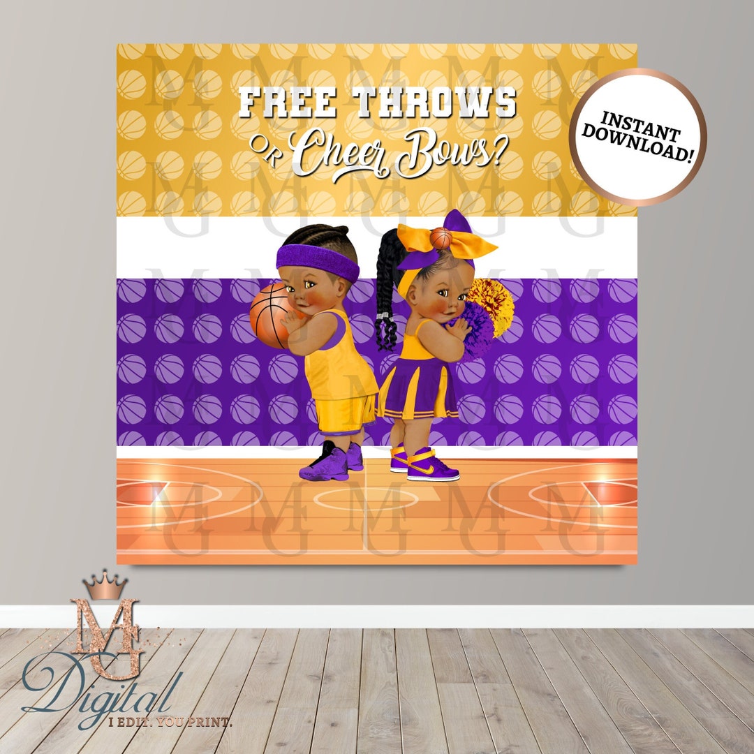 Free Throws or Cheer Bows Gender Reveal Backdrop (digital File) - Etsy