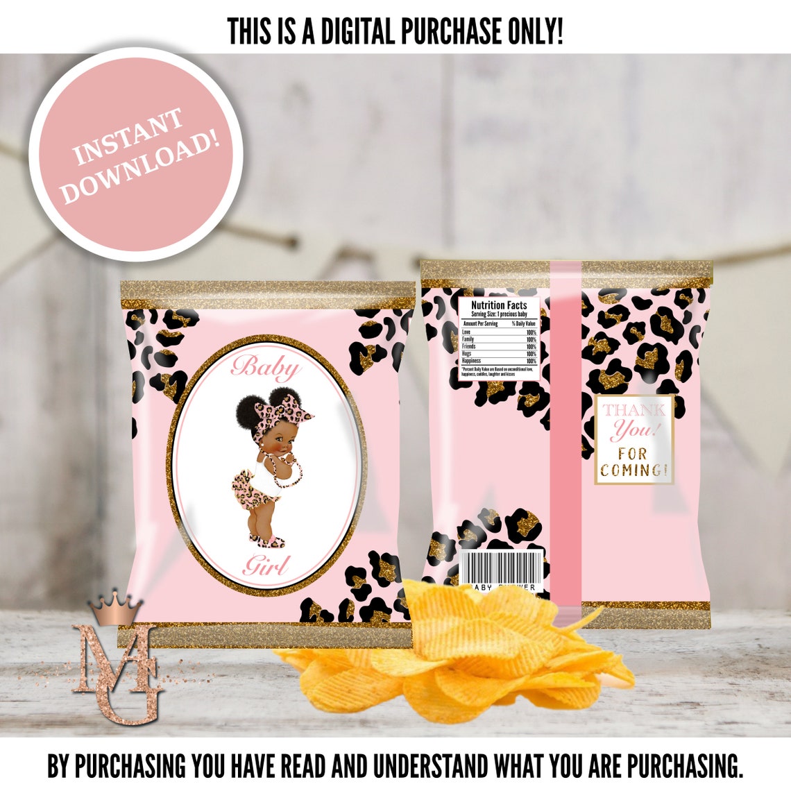 Cheetah Baby Shower Baby Shower Chip Bag Printable Chip Bag - Etsy